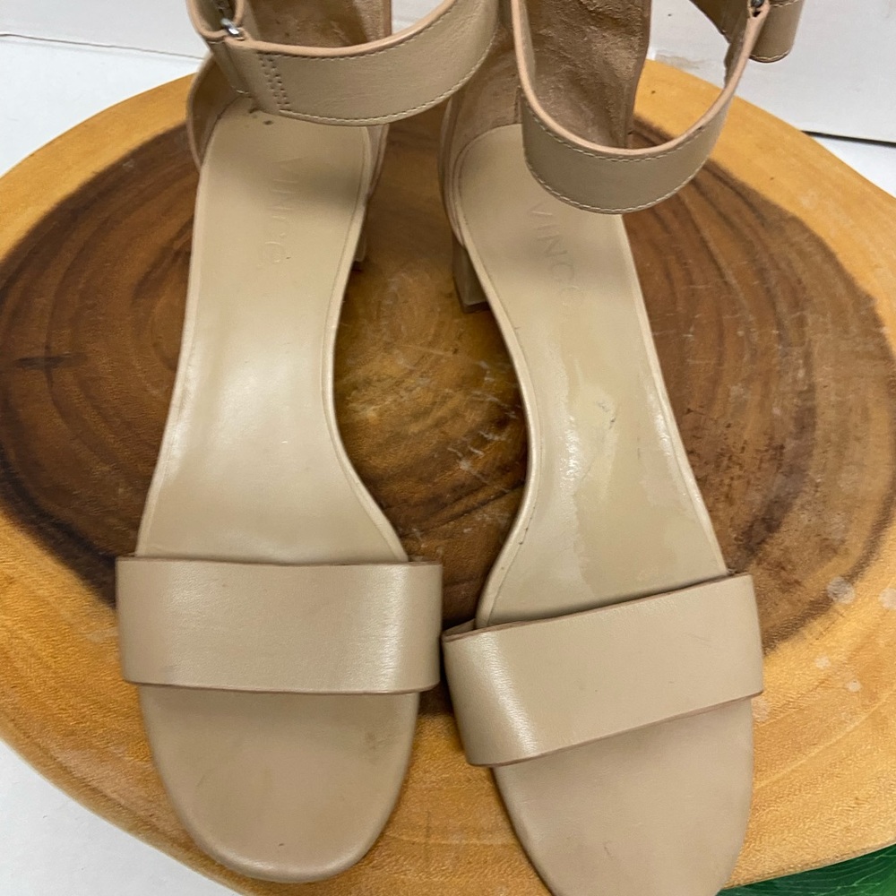 Vince Nude Tan Leather Heeled Sandals Neutral Heels - Gem